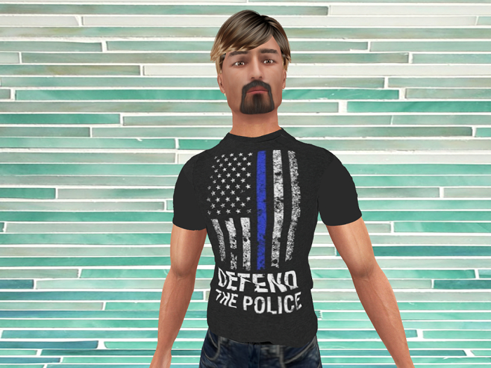 Second Life Marketplace - Patriotic Mesh T-shirt-Defend the Police